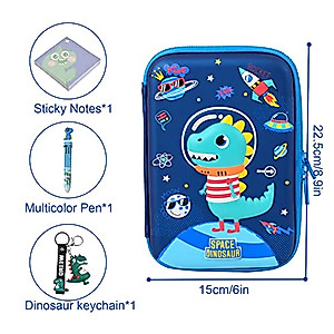 ZINO Dinosaur Pencil Case,Large Capacity 3D EVA Pencil Organizer with Compartment for School girls boys kids
