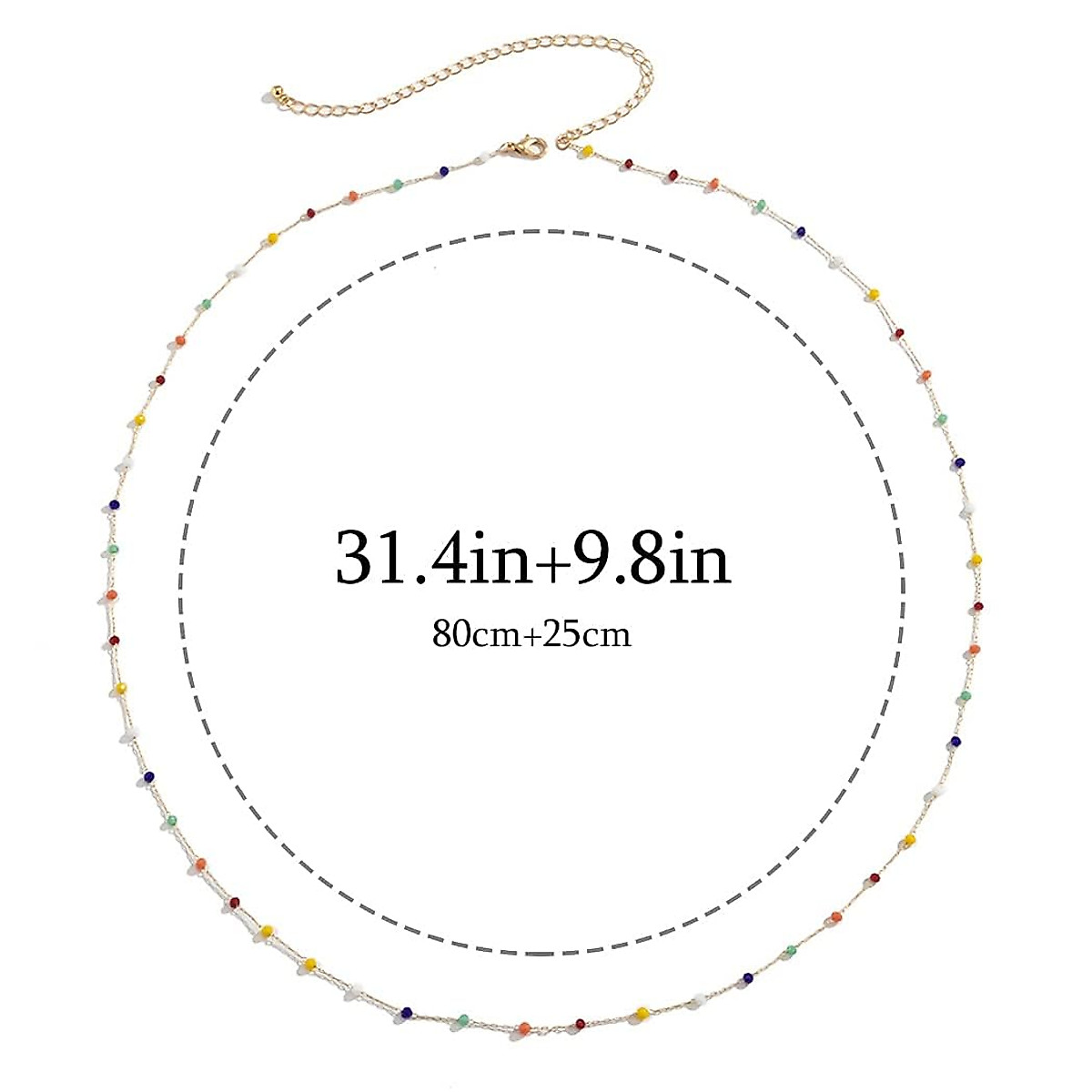 Cosydays Sexy Waist Chain Gold Colorful Beads Body Chain Beaded Belly chain Beach Bikini Chains Summer Body Chain Jewelry for Women and Girls