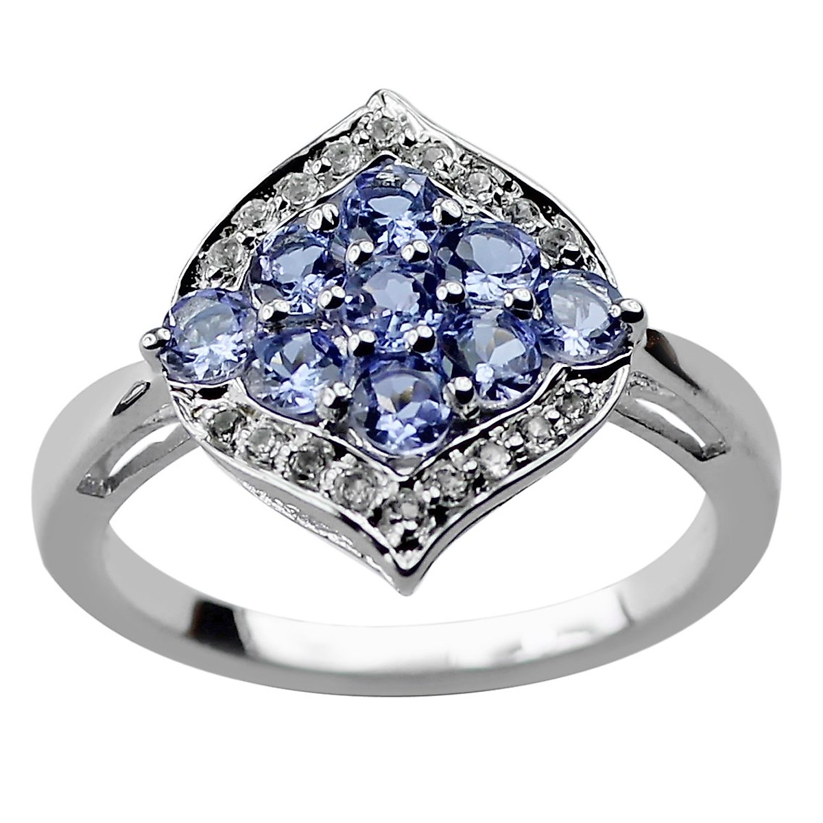 Carillon 0.77 Carat Tanzanite Round Shape Natural Non-Treated Gemstone 925 Sterling Silver Ring Engagement Jewelry for Women & Men