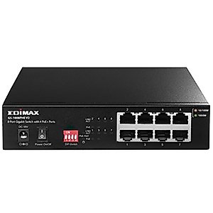 Edimax GS-1008PHE V2 Long Range 8 Port Gigabit Switch with 4 PoE+ Ports, Supports Long Range Up to 200M, Port-Base VLAN, QoS, Auto-detect PD, Total 60W with External Power Adapter