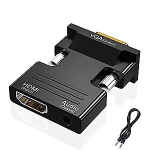 HDMI to VGA Adapter, HDMI to VGA Audio Output Cable Computer Set-top Box Converter Connector Adapter for Laptop, PC, Monitor, Projector, HDTV, Chromebook, Roku, Xbox(3.5mm Stereo Cable Included)