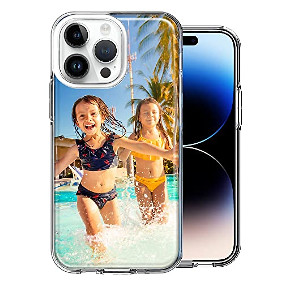Personalized Custom Double Layered Phone Case for Apple iPhone 14 PRO MAX 6.7 inch ONLY - Design Your Own Perfect Custom Picture Photo Case Clear