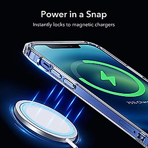 ESR for iPhone 12 Case/iPhone 12 Pro Case, Compatible with MagSafe, Scratch-Resistant Back, Grippy Protective Frame, Magnetic Phone Case for iPhone 12/12 Pro, Sidekick Hybrid Case (HaloLock), Clear