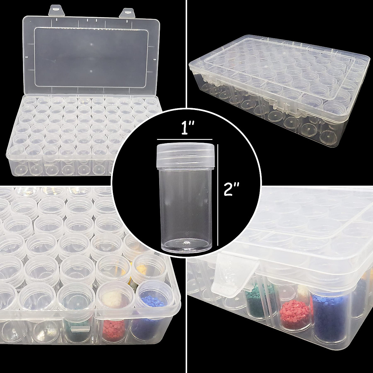 IZEYNO 60 Grids 5D Diamond Painting Box Storage Containers Diamond Art DIY Accessories with Label Stickers for Beads Seeds Crafts