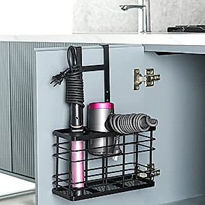 Wetheny Hair Tool Organizer - Hair Dryer Holder 5 Adjustable Height,Bathroom Organizer Cabinet Door/Wall Mounted for Hair Dryer,Curling Iron,Hair Straightener,Brush（White）