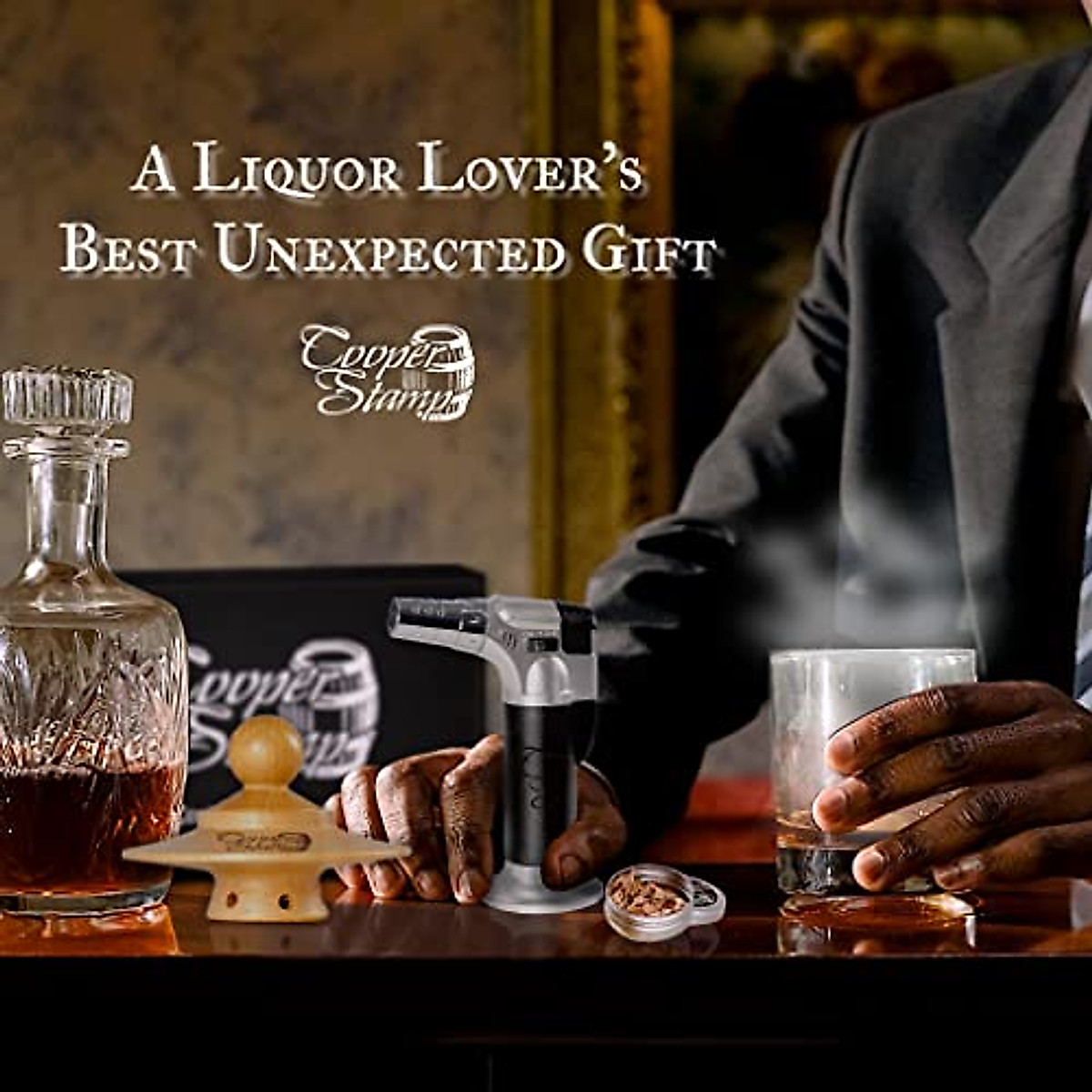 COOPER STAMP Cocktail Smoker Kit - Old-Fashioned Drink Smoker with Torch - 4 Kinds of Wood Chips - Gift for Whiskey/Bourbon Lover, Men, Father, Husband - Butane not Included