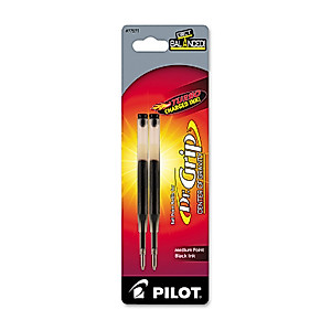 PILOT Dr. Grip Center of Gravity Ballpoint Ink Refill, Medium Point, Black Ink, 2-Pack (77271)