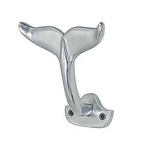 Needzo Nautical Whale Tail Hook, Heavy Aluminum Cast Wall Hooks Decorative Coastal Home Decor, 8 inches