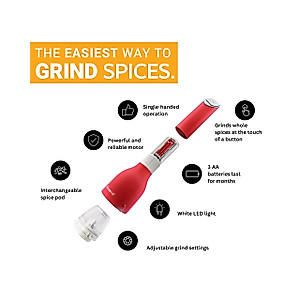 FinaMill Award-Winning Battery Salt & Pepper Grinder Set - Adjustable, Ceramic Elements, LED Light, 2 Quick-Change ProPlus Pods