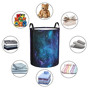 Laundry Basket,Galaxy Stars In Space Celestial Astronomic Planets In The Universe Milky Way,Large Canvas Fabric Lightweight Storage Basket/Toy Organizer/Dirty Clothes Collapsible Waterproof For College Dorms-Large