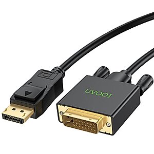 UVOOI DisplayPort to DVI Cable 10ft (DP to DVI-D Cable), Display Port to DVI-D Cable Adapter Compatible with PC, Laptop, HDTV, Projector, Monitor, More- Gold-Plated