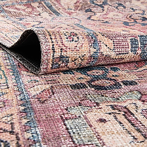 Rugs.com Nostalgia Collection Washable Rug – 7' 10 Square Pink Flatweave Perfect for Living Rooms, Kitchens, Entryways