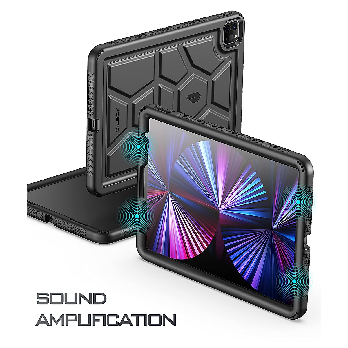 Poetic TurtleSkin Heavy Duty Case Designed for iPad Pro 11 Inch 4th Gen 2022 / 3rd Gen 2021 / 2nd Gen 2020 / 1st Gen 2018, Rugged Shockproof Drop Protection Kids Friendly Silicone Cover Case, Black