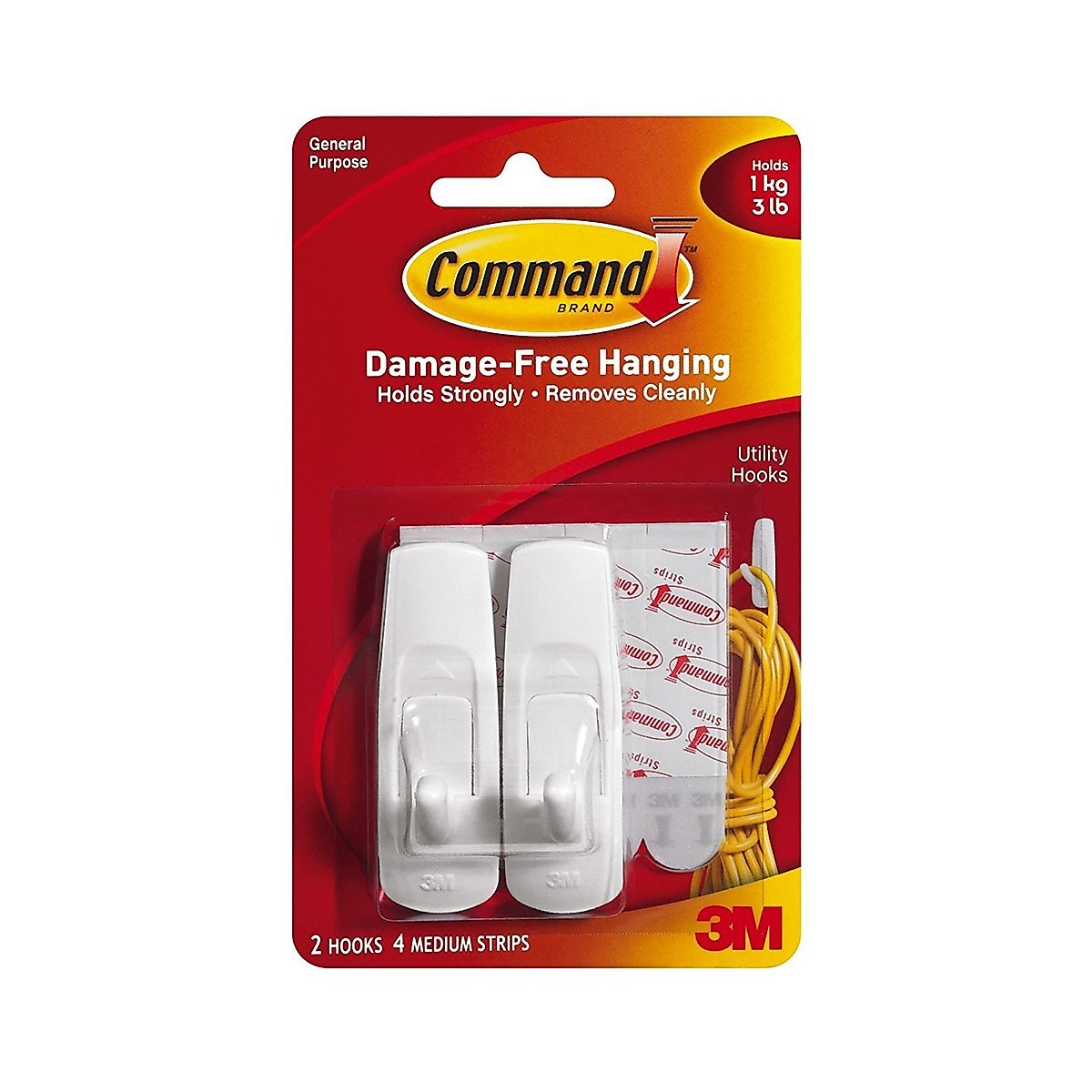 Command Utility Hooks Value Pack, Medium, White, 8-Hook
