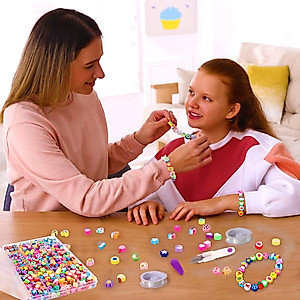 JOICEE 480PCS Fruit Flower Polymer Clay Beads, 24 Style Cute Smiley Heart Mushroom Clay Beads Charms for Jewelry Necklace Earring Making, DIY Bracelet Making Kit Accessories for Women Girls