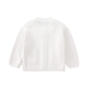 pureborn Baby Girls Boys Sweaters Warm Jacket - Cotton Knit Cardigan Button Closure Coat Outwear for Spring 3-6 Months White