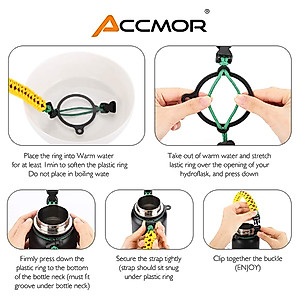 Accmor Water Bottle Handle for 12oz to 64oz Old Version Wide Mouth Hydro Flask, Bottles Accessories Paracord Strap Carrier with Safety Ring and Carabiner for Hiking (Yellow Flower)