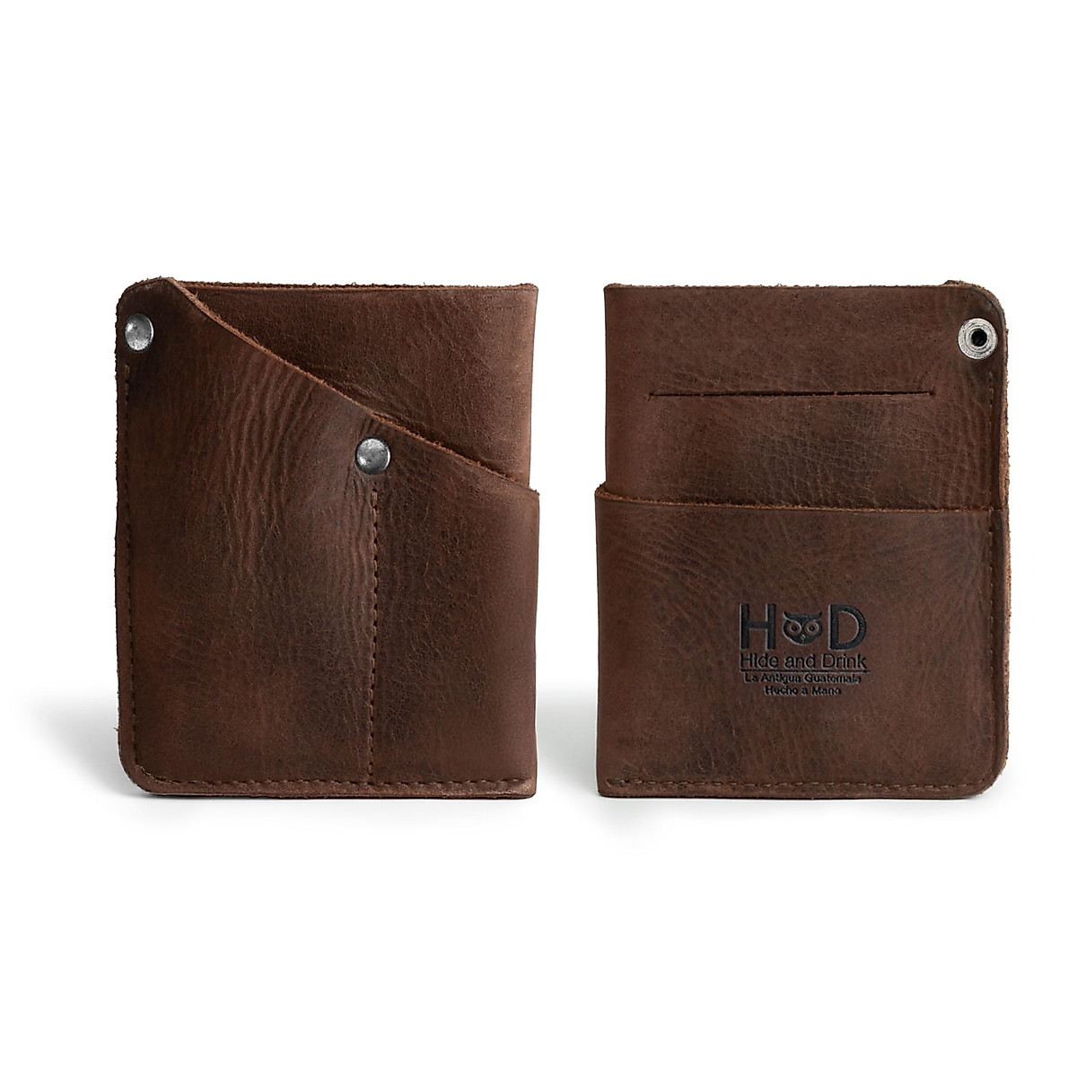 Hide & Drink, Front Pocket Wallet Handmade from Full Grain Leather - Multitool Pouch, Card Holder, Money Organizer, Travel Accessories - Bourbon Brown