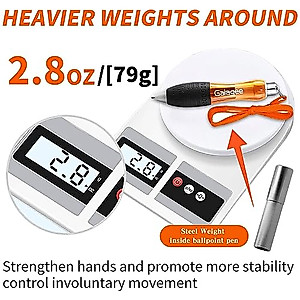 Galagee Super Big Fat Heavy Weighted Pens - Large Wide Grip Pens - Hand Writing Aids for Tremors,Parkinson's,Autism,Carpal Tunnel and Essential Hand Tremors（Two Black Ink Refills）