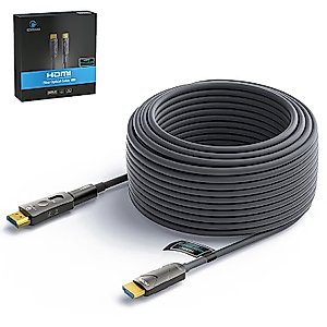 KIMTABO Fiber Optic HDMI Cable (HDMI 2.0, 18Gbps), HDMI to HDMI and Micro HDMI to HDMI Long Cable in Wall 50 ft, Ultra High Speed 4K 60Hz 444, HD,HDR10,ARC,3D,Slim for Laptop, Camera,PS4,Projector,TV