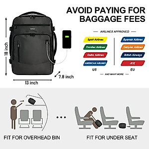 ECOHUB Travel Backpack 18x14x8 Personal Item Bag for Spirit Carry On Underseat with Clear Toiletry Bag Laptop Backpack for Women & Men Airline Approved 13 Pockets with Charging Port 30L, Grey