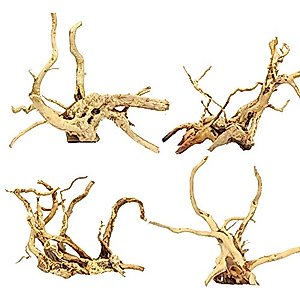 Tfwadmx Aquarium Driftwood Natural Wood Reptile Branch Fish Tank Tree Plant Stump Ornament Decor 4 PCS