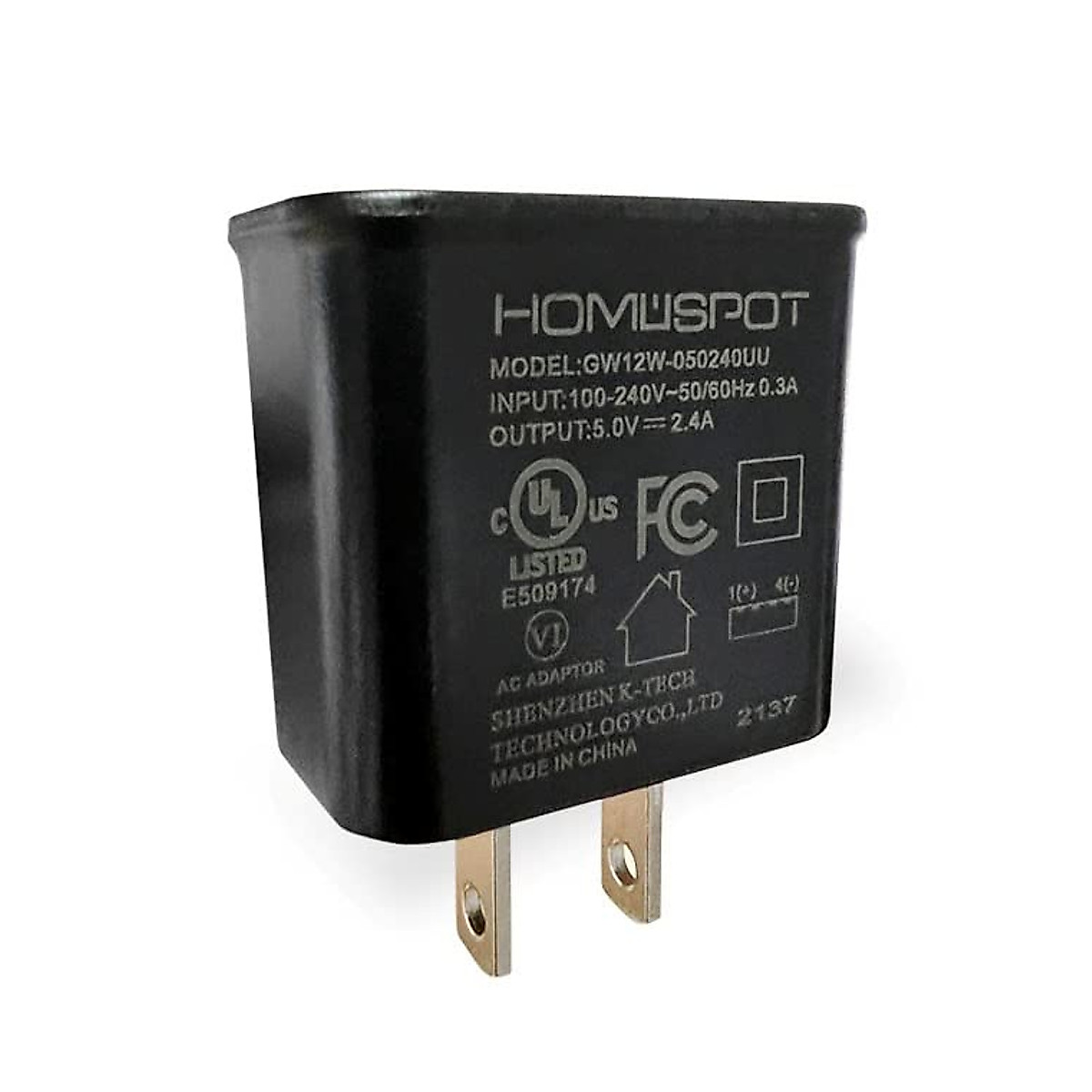 HomeSpot 5V 2.4A Power Supply/Adapter/Charger (UL Listed) with 5ft Long Micro USB Cable with On Off Switch Button for Raspberry Pi Arduino