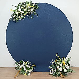 Efavormart 7.5ft Matte Navy Blue Round Spandex Fit Wedding Arch Backdrop Cover - 2-Sided Custom Fit Backdrop Stand Arch Cover