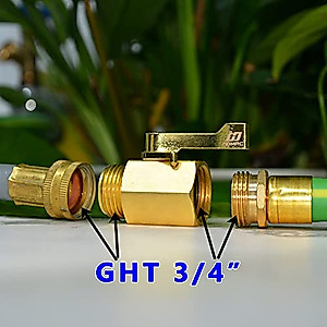 HQMPC Super Heavy Duty 3/4" Brass Shut Off Valve Garden Hose Shut Off Valve Garden Hose Connector 1 PC
