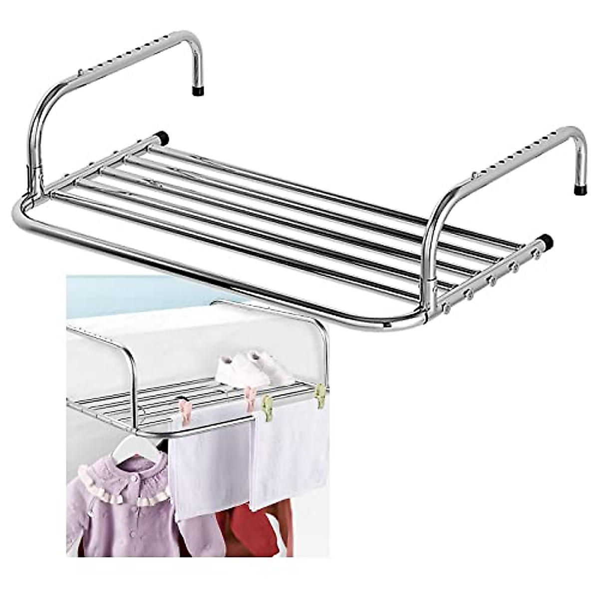 whalebee Stainless Steel Clothes Hanger Rack, Laundry Rack Clothes Drying Rack Wall-Mounted Multifunction 40/50/60/70/80cm Space Saving, for Clothes Sheets Folding Towel Rack