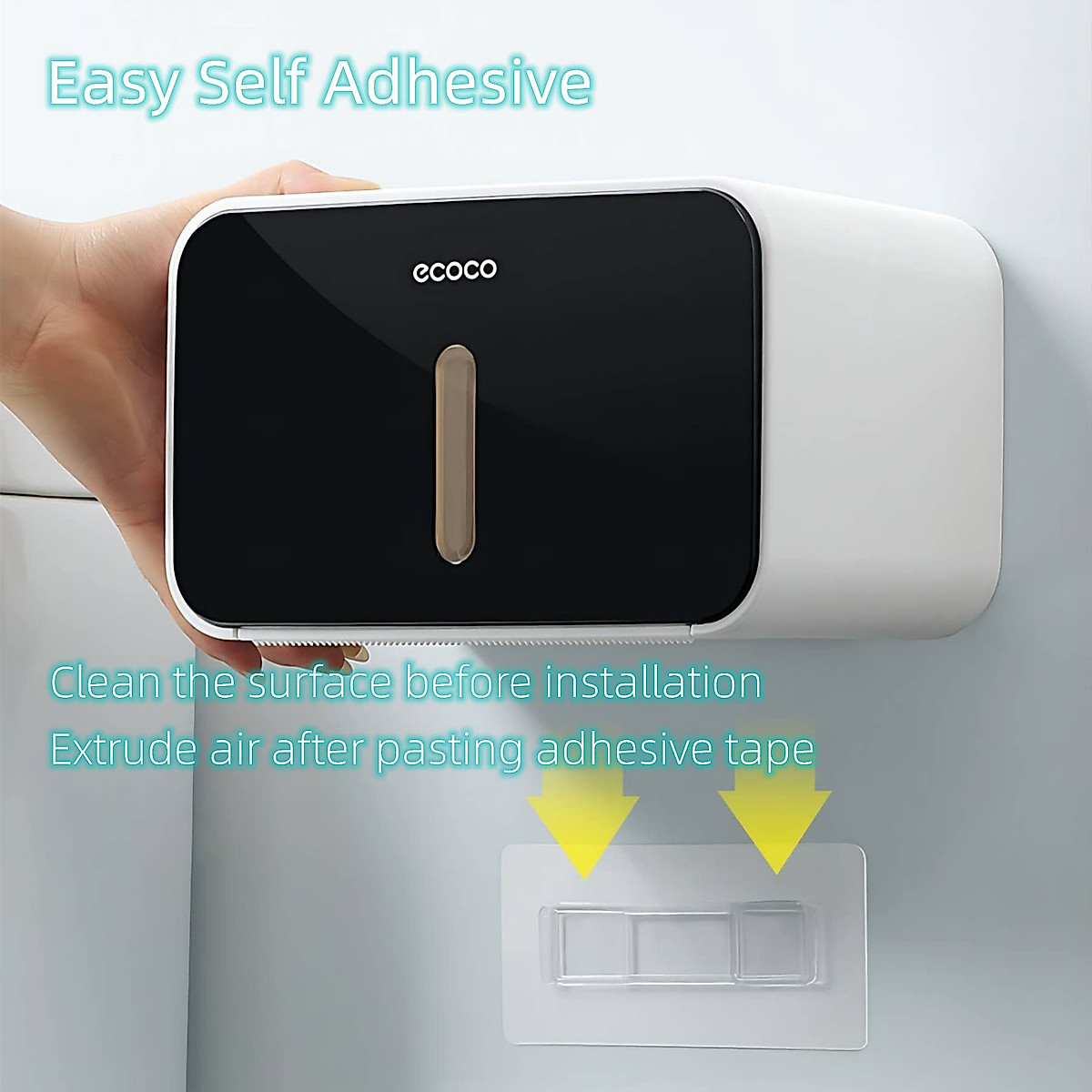 Outdoor Waterproof Toilet Paper Holder for Bathroom - Pet Proof Plastic TP Tissue Holder Dispenser Full Cover Adhesive Mounted for Small RV TP Roll