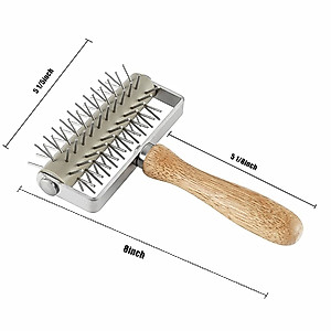 Stainless Steel Pizza Dough Roller Docker,Time-Saver Pizza Dough Roller Docker with Wood Handle, Pizza Bread Pin Puncher Pizza Wheel, for Pizza Cookie Cake Pie Pastry Bread Dough