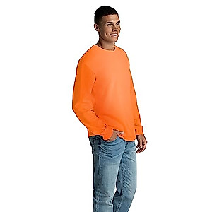 Fruit of the Loom Men's Eversoft Cotton T Shirts, Breathable & Moisture Wicking with Odor Control, Sizes S-4X, Long Sleeve-Safety Orange