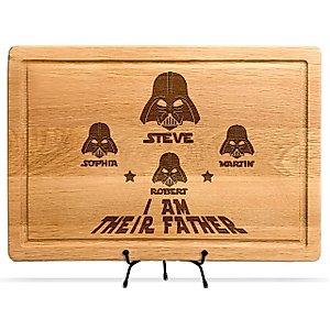 Personalized I am Their Father StarWar Dad Gift Cutting Board, Fathers Day Gifts from Kids, Funny Star War Gift, Darth Character Plaques, Custom Name Stars War Mens Gift, Gift from Daughter or Son