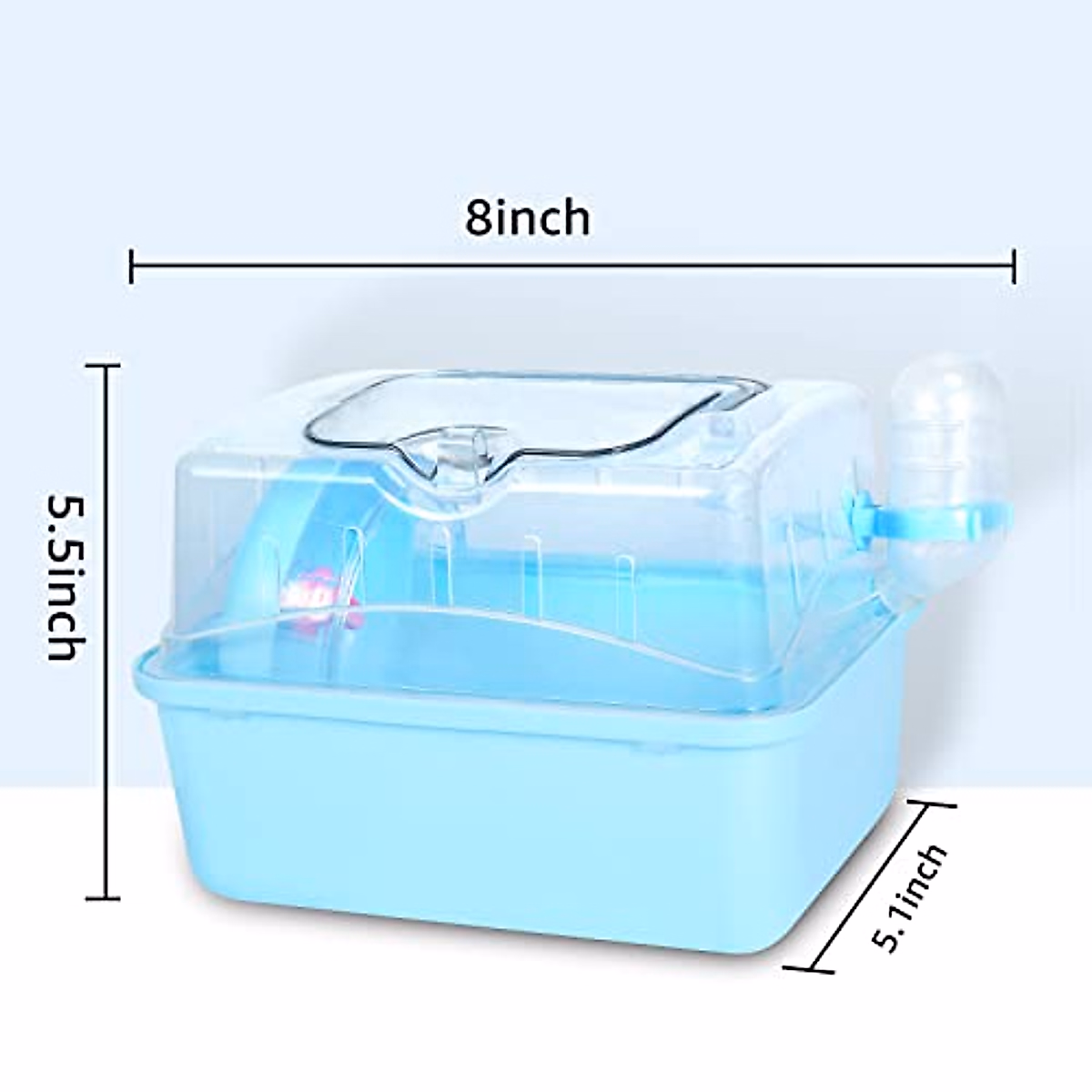 Misyue Portable Carrier Hamster Carry Case Cage with Water Bottle Travel&Outdoor for Hamster Small Animals (Blue)