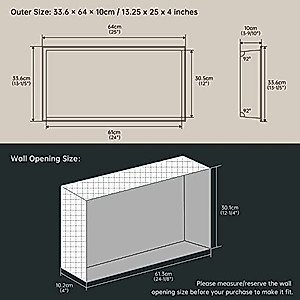 DAYONE Rectangular Stainless Steel Matte BlackShower Niche 24" X 12", Bathroom Wall Soap Niche, Alcove Douche De niche Salle De Bain, Shower Storage Organizer Nook Insert, NO Tile Needed