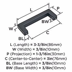 Amerock | Cabinet Pull | Matte Black | 3 inch (76 mm) Center to Center | Monument | 1 Pack | Drawer Pull | Drawer Handle | Cabinet Hardware