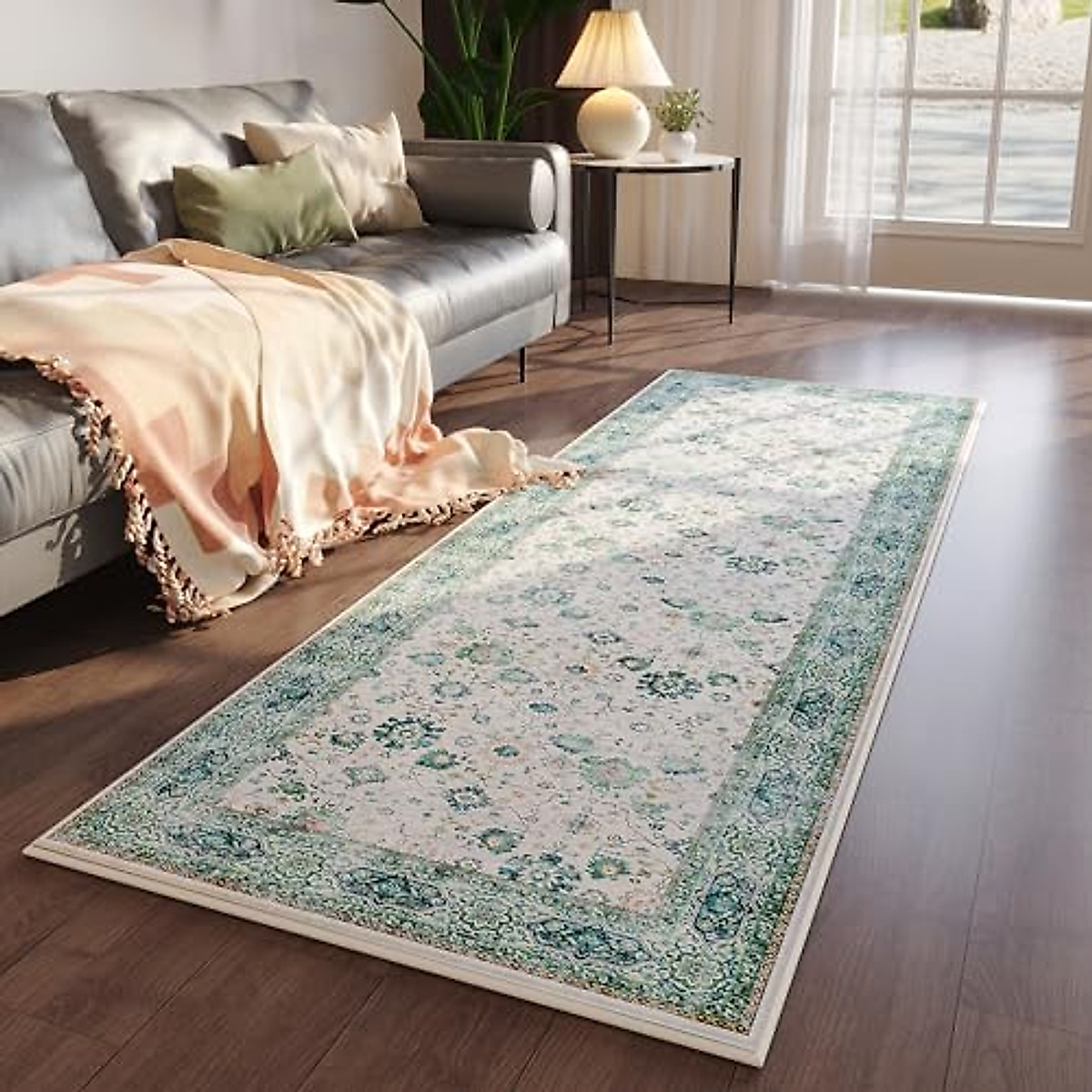 Rugcomf Runner Rug for Hallways Kitchen Runner Rug Non Slip 2'6''x8' Washable Runner Rugs with Rubber Backing Soft Soft Carpet Runner for Hallways, Kitchen, Laundry, Bedroom, Bathroom (Green)