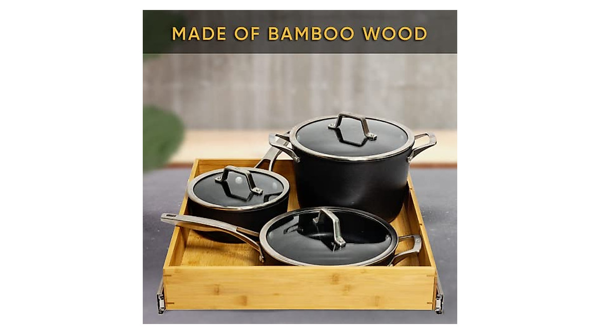 Fabsome Sliding Bamboo Cabinet Organizer - Kitchen & Pantry