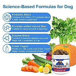 ColEaze Probiotics for Dogs, Organic Pumpkin with 6 Digestive Enzymes, Providing Probiotics for Gut Flora, Digestive Health, Occasional Diarrhea, 120 Count Chicken Flavor