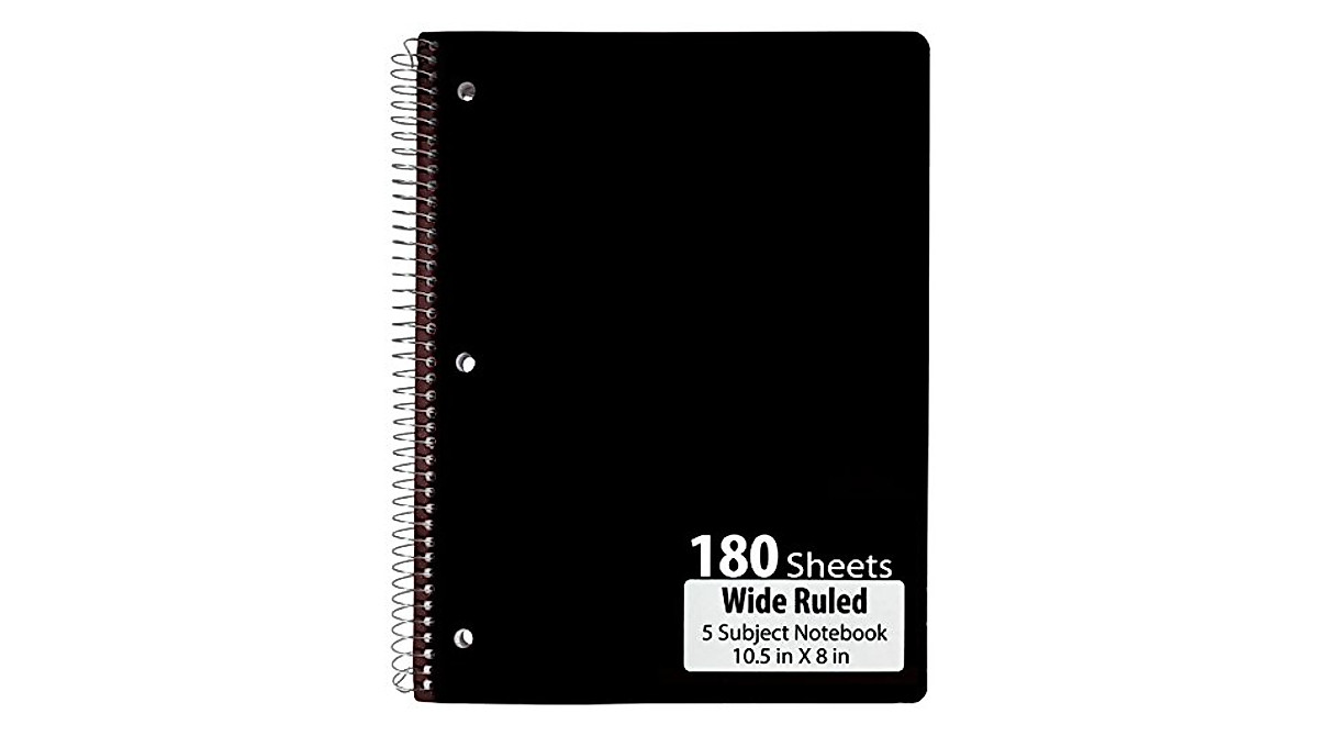 Emraw 5-Subject Spiral Notebook - 180 Wide-Ruled Sheets for Organized Notes