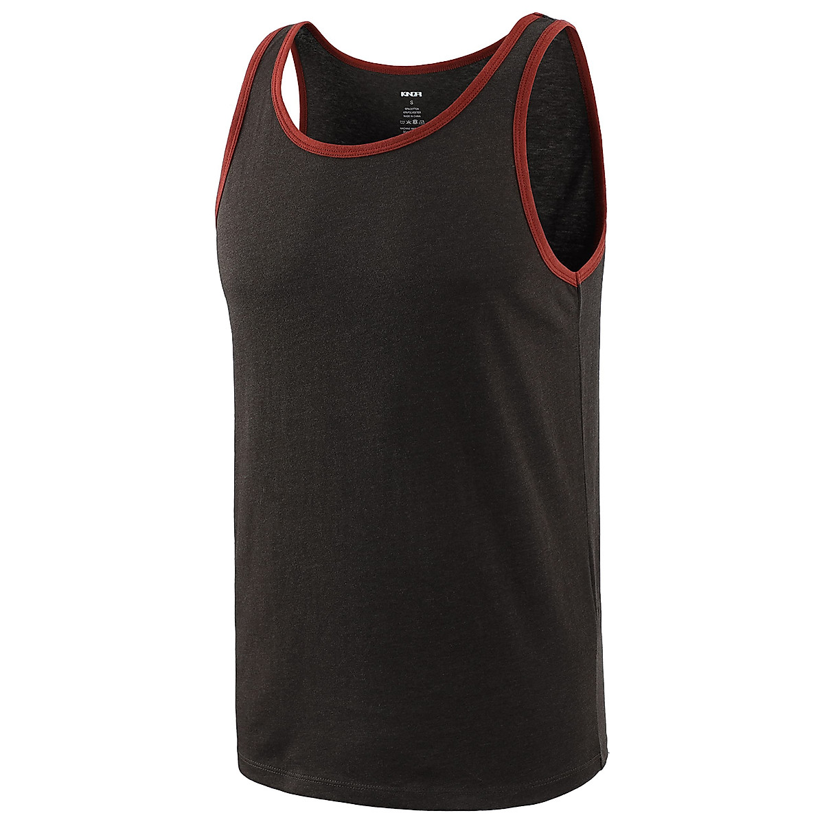 KNQR Men's Casual Retro Slim Fit Workout Gym Muscle Running Tank Top Undershirts Sleeveless Shirts H.Charcoal/Rusty L