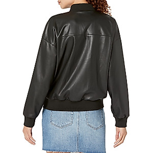 The Drop Women's Iman Vegan Leather Bomber, Black, M