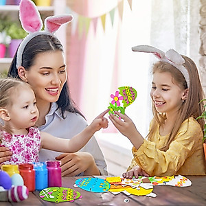 MALLMALL6 8Pcs Easter Egg DIY EVA Art Craft Kit with Peace Chicks Happy Rabbits Beautiful Flower Hope Bunny Out of the Eggshells Kids Favor Springtime Party Supplies Holiday Family Activities Gift Set