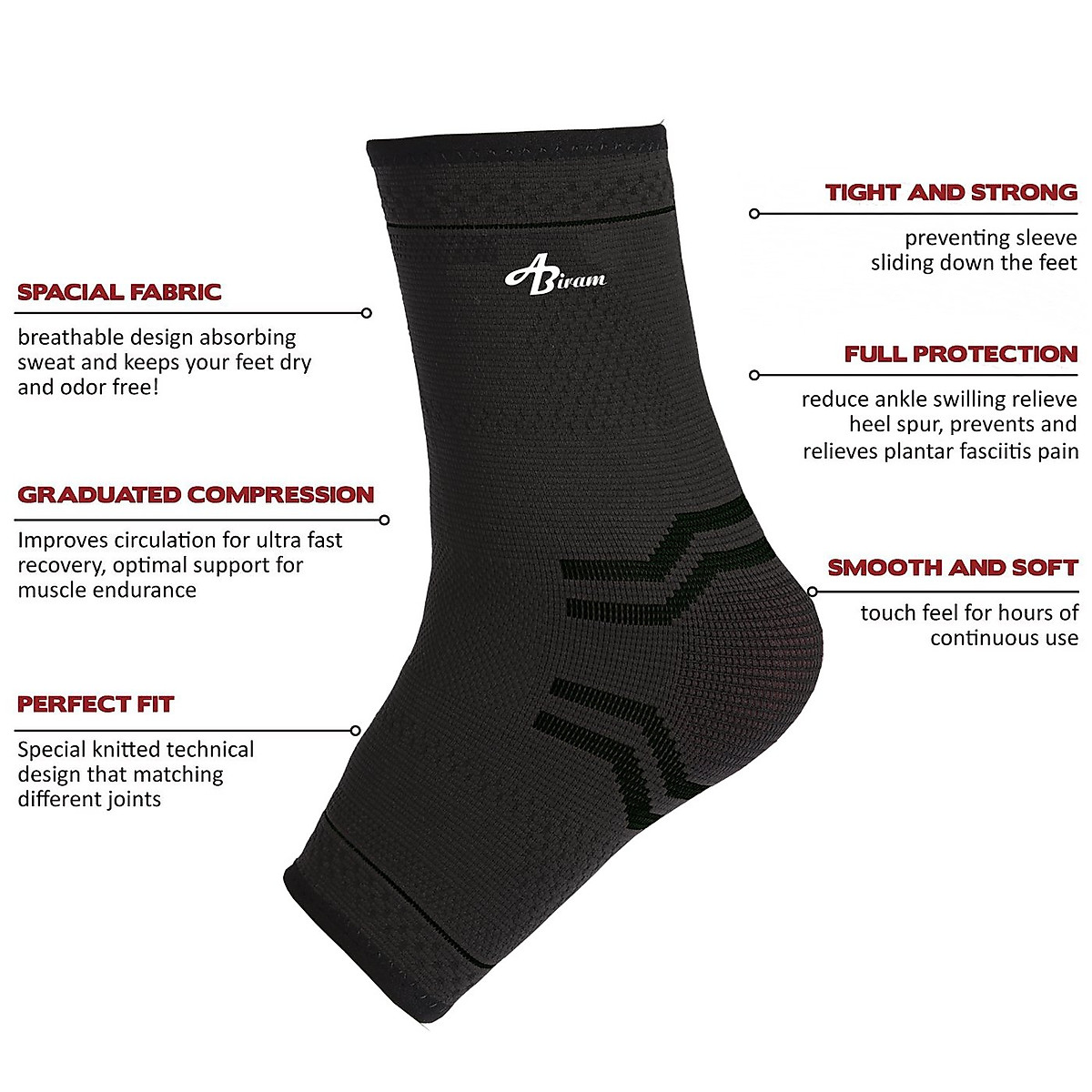 Jupiter Foot Sleeve (Pair) with Compression Wrap, Ankle Brace For Arch, Ankle Support, Football, Basketball, Volleyball, Running, For Sprained Foot, Tendonitis, Plantar Fasciitis…