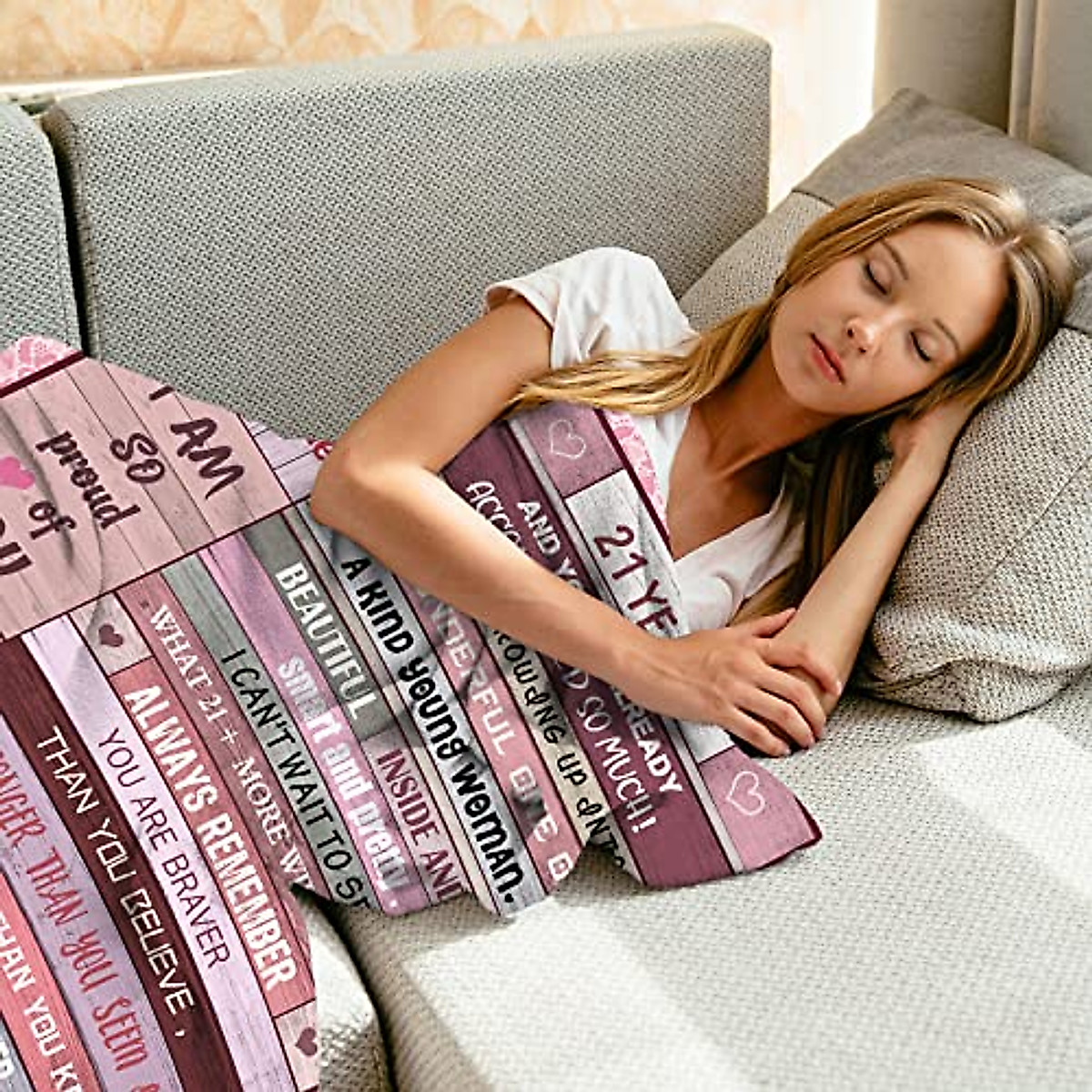 Joyloce 21st Birthday Gifts For Her Blanket 60"X50", 21st Birthday Decorations - Turning 21 Gifts For Women - 21st Birthday Gift Ideas - 21 Bday Decorations - Best Gifts For 21 Year Old Women Blankets
