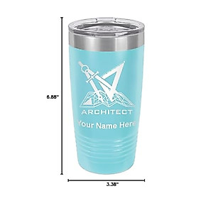 LaserGram 20oz Vacuum Insulated Tumbler Mug, Architect Symbol, Personalized Engraving Included (Light Blue)