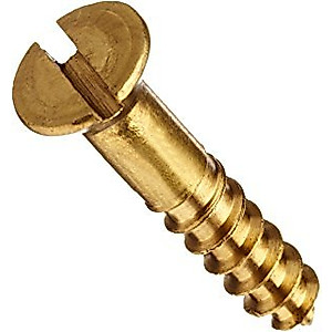 #12 x 1-3/4" Wood Screw, Brass, (inch) Head Style: Flat, (Quantity: 100) Drive: Slotted, RoHS Compliant