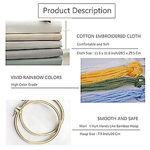 YINVA 3 Sets Embroidery Beginner Kits Embroidery Starter Kit Cross Stitch Kit Include 3 Embroidery Clothes with Floral Pattern Instructions Hoops Floss Thread Fabric Needles for Beginners