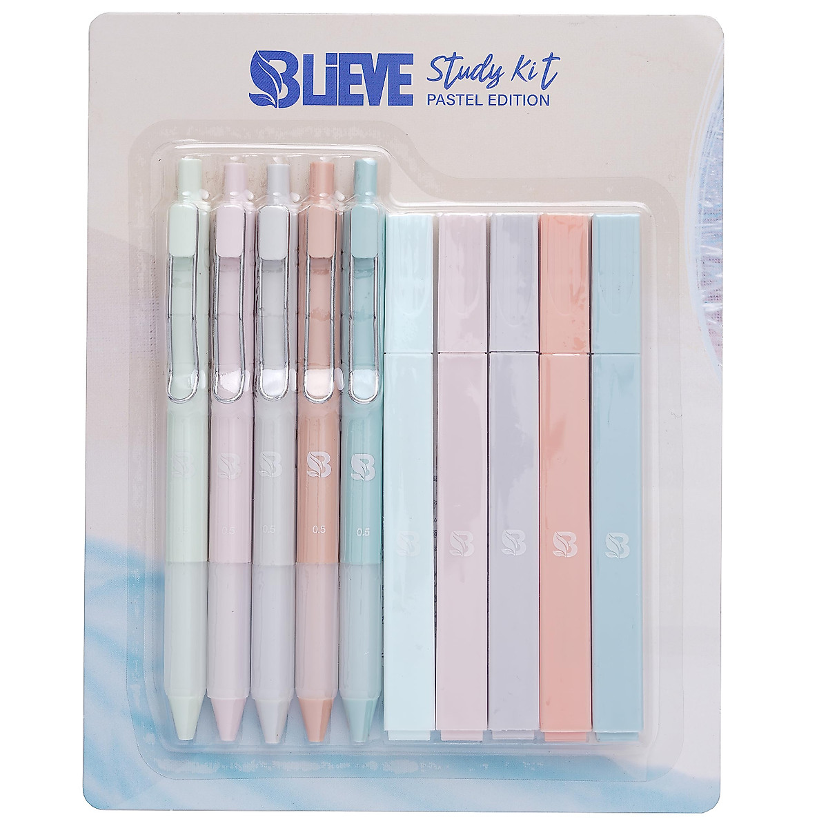 BLIEVE - Aesthetic Highlighters and Gel Pens With Soft Ink And Tip, Bible Highlighters and Pens No Bleed, Dry Fast Easy to Hold, for Bible Journaling Planner School Supplies (Pastel)